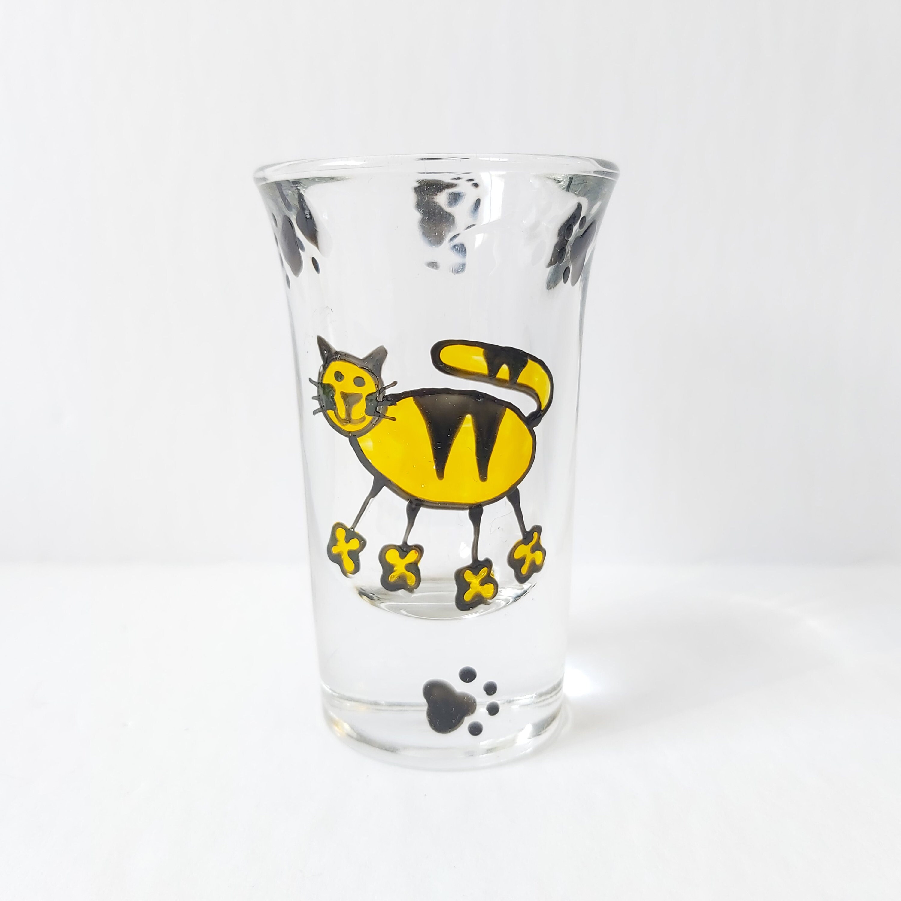 Cats & Paws Shot Glasses Handpainted - Etsy