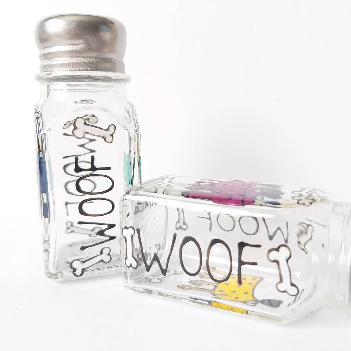 Dog Woof Pets Bones Salt and Pepper Handpainted Shakers - Etsy