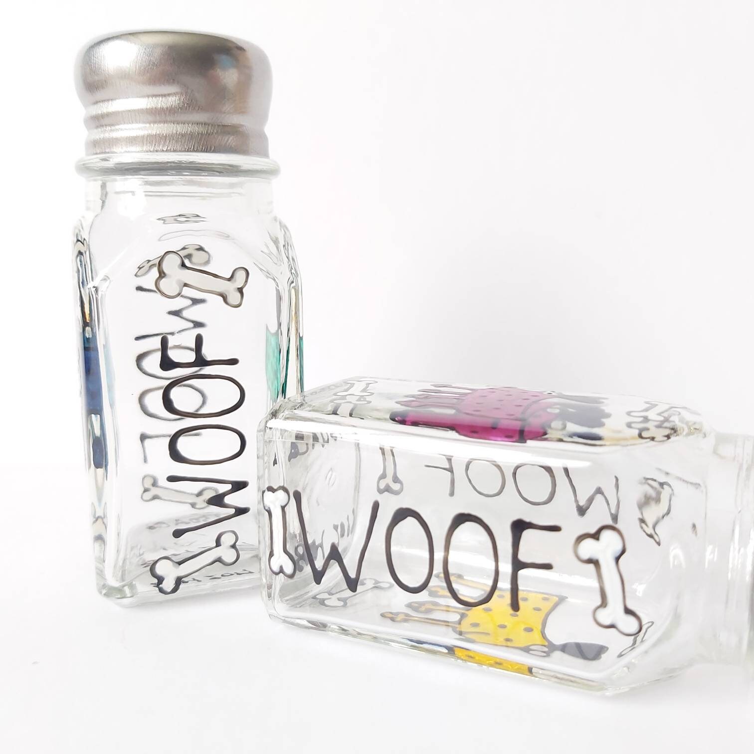 Dog Woof Pets Bones Salt and Pepper Handpainted Shakers - Etsy