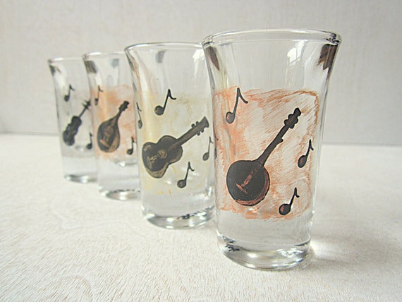 Folk Music Guitar Shots Violin Banjo Mandolin Handpainted | Etsy