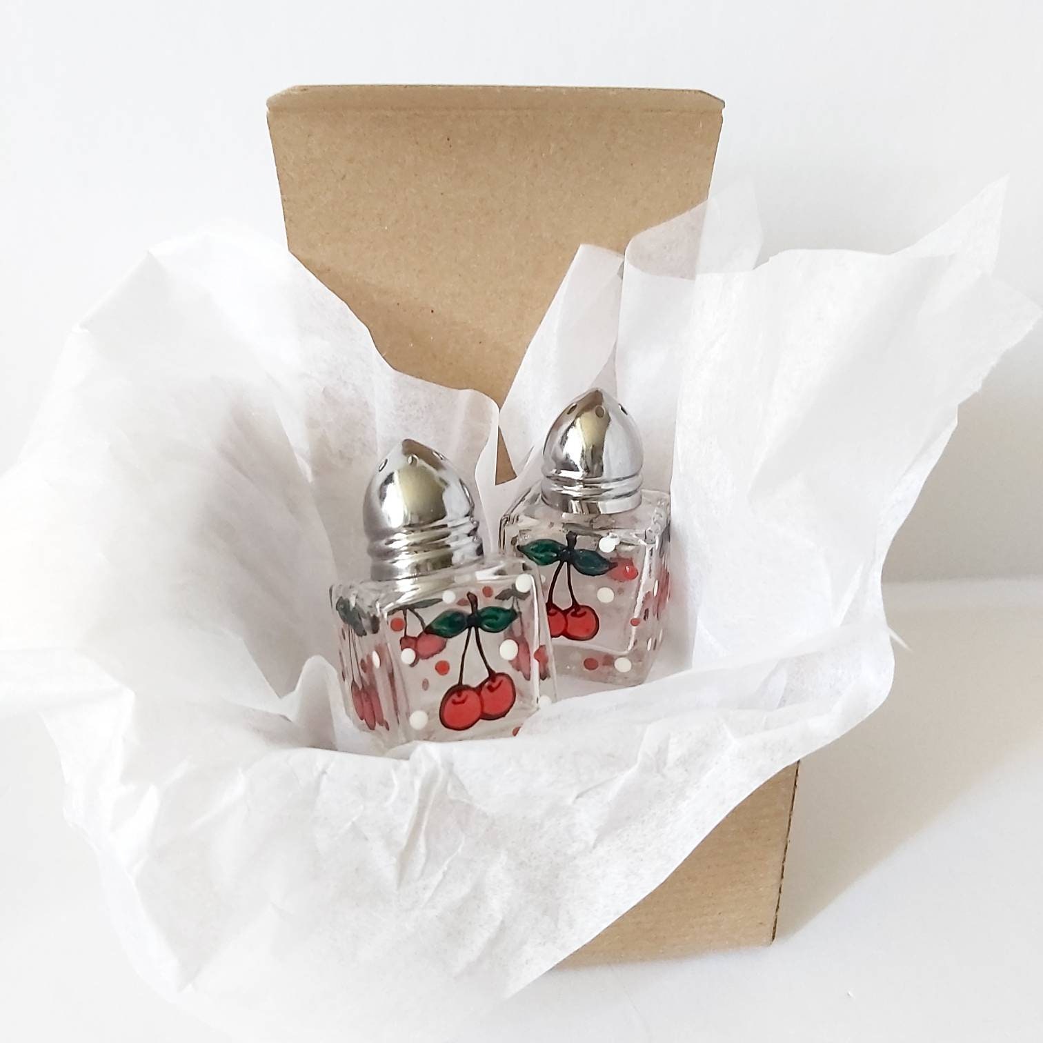 Cherries Salt & Pepper and Dots Mini Handpainted Shakers Style 1 - Etsy