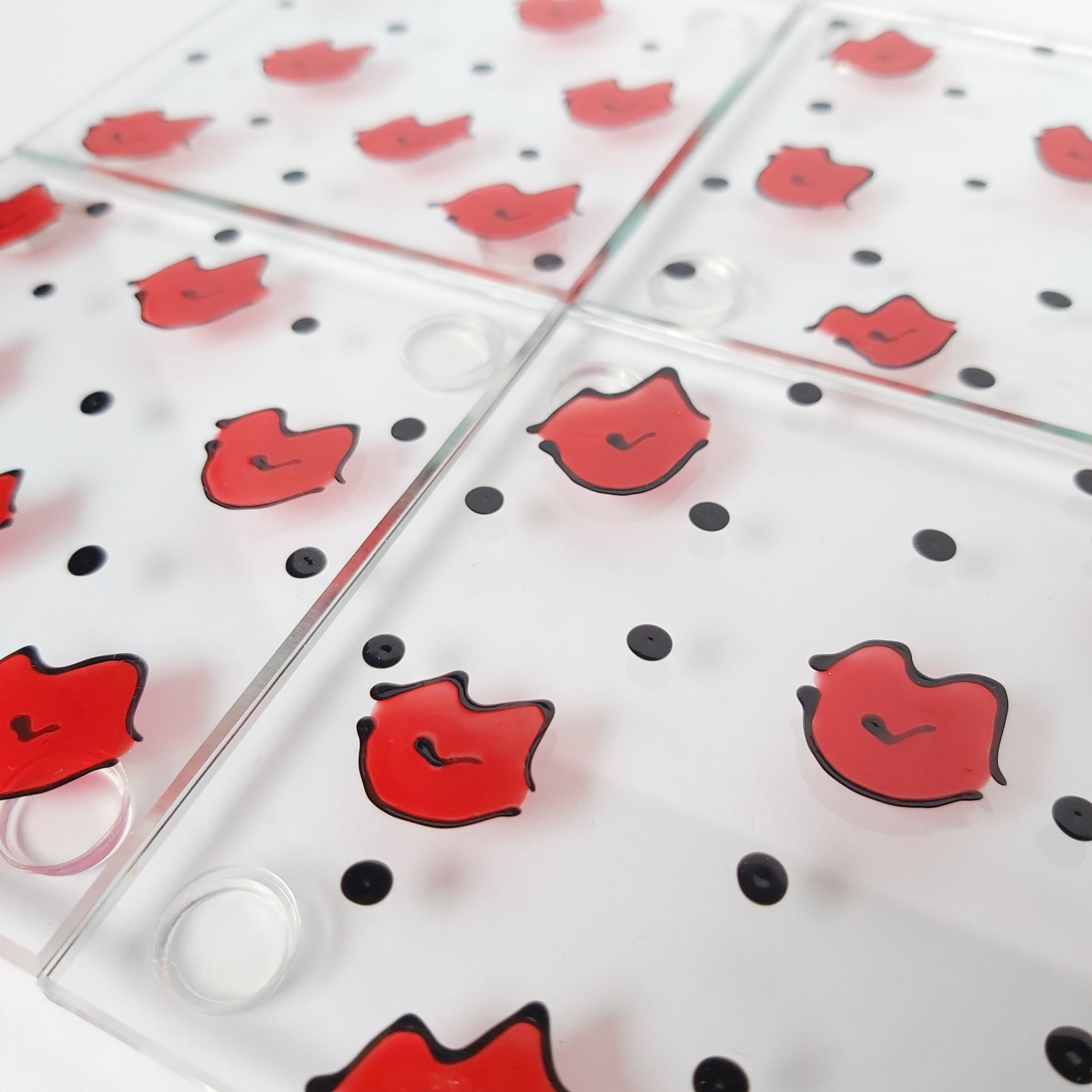 Smoochies Lips Kisses Handpainted Glass Coasters - Etsy