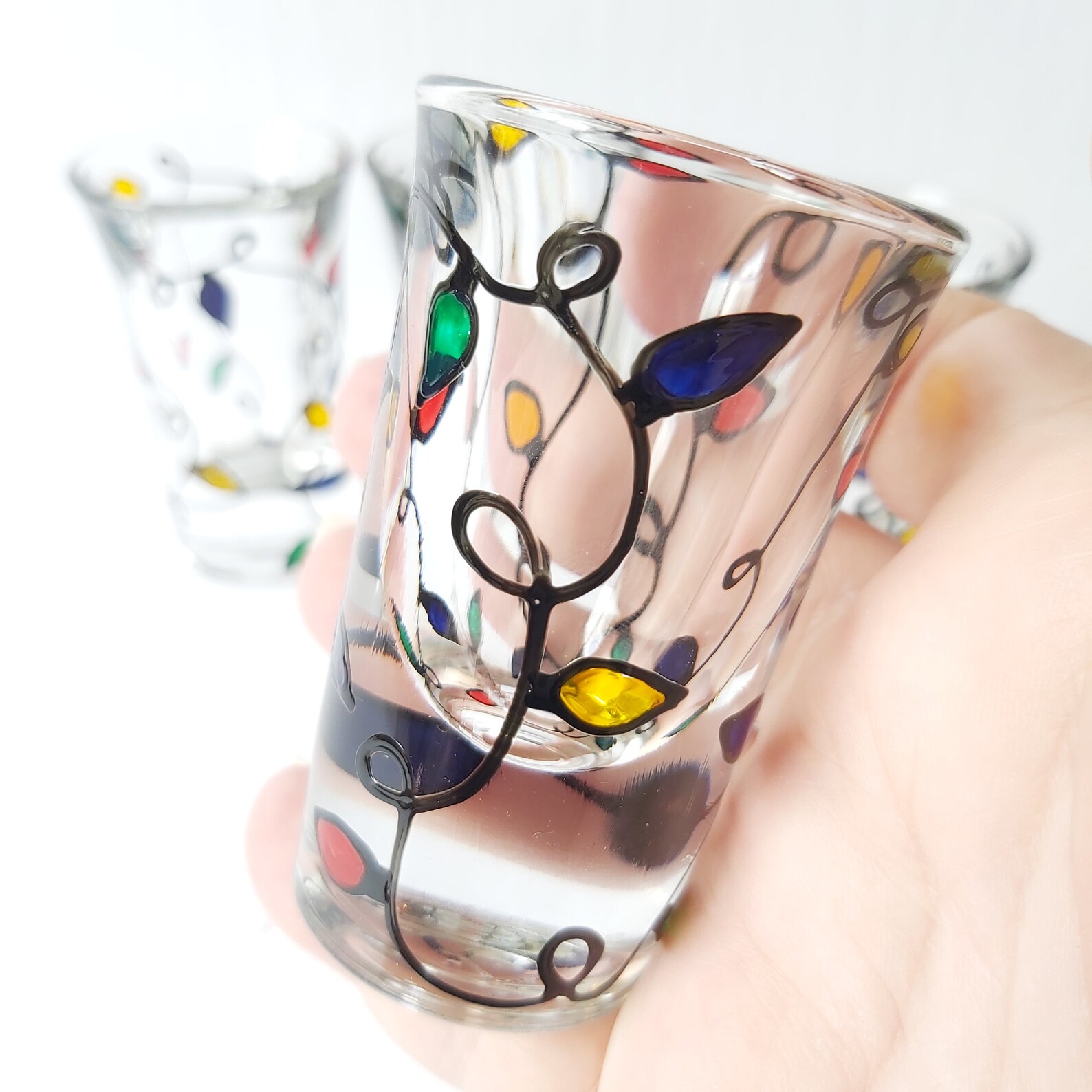 Christmas Light Shot Glass Holiday Festive Hand Painted - Etsy