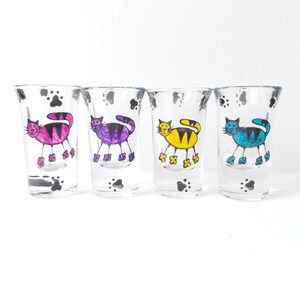 Cats & Paws Shot Glasses Handpainted - Etsy