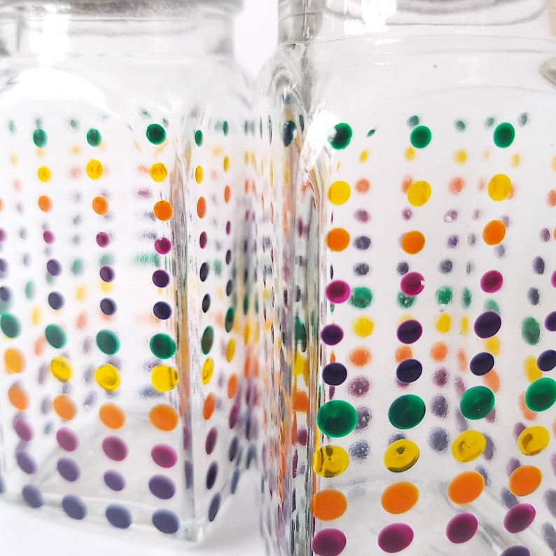 Rainbow Dots Salt & Pepper Polka Dot Handpainted Shakers - Etsy UK