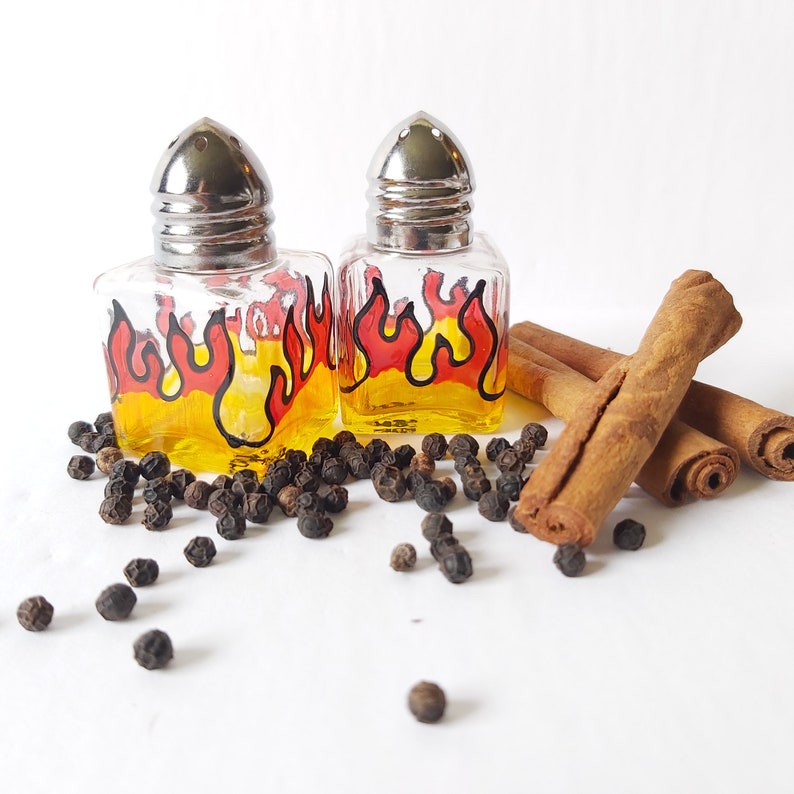 Salt & Pepper Flames Hot Fire Handpainted Mini Shakers - Etsy