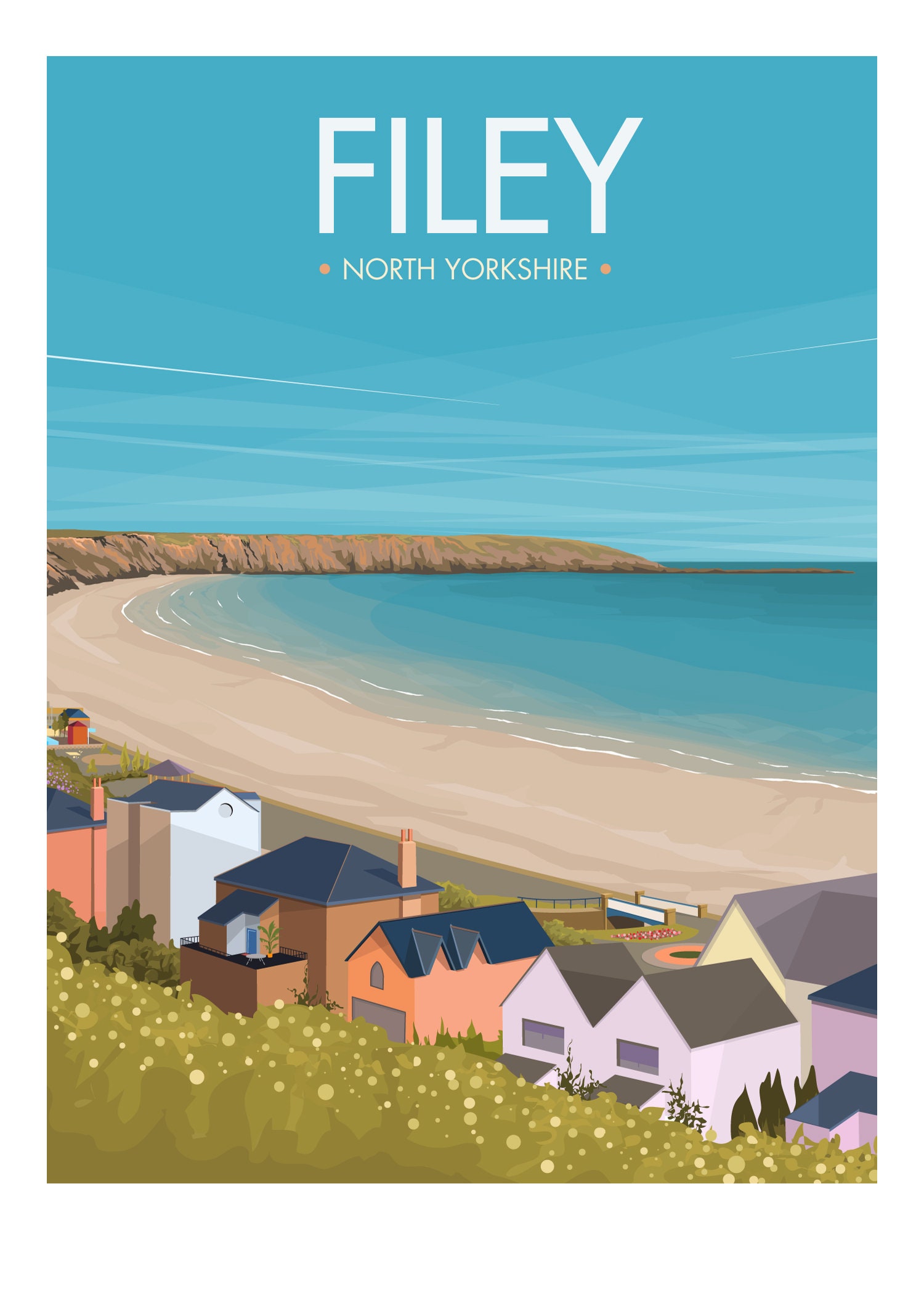 Filey Yorkshire England UK Signed Travel Poster Print - Etsy UK