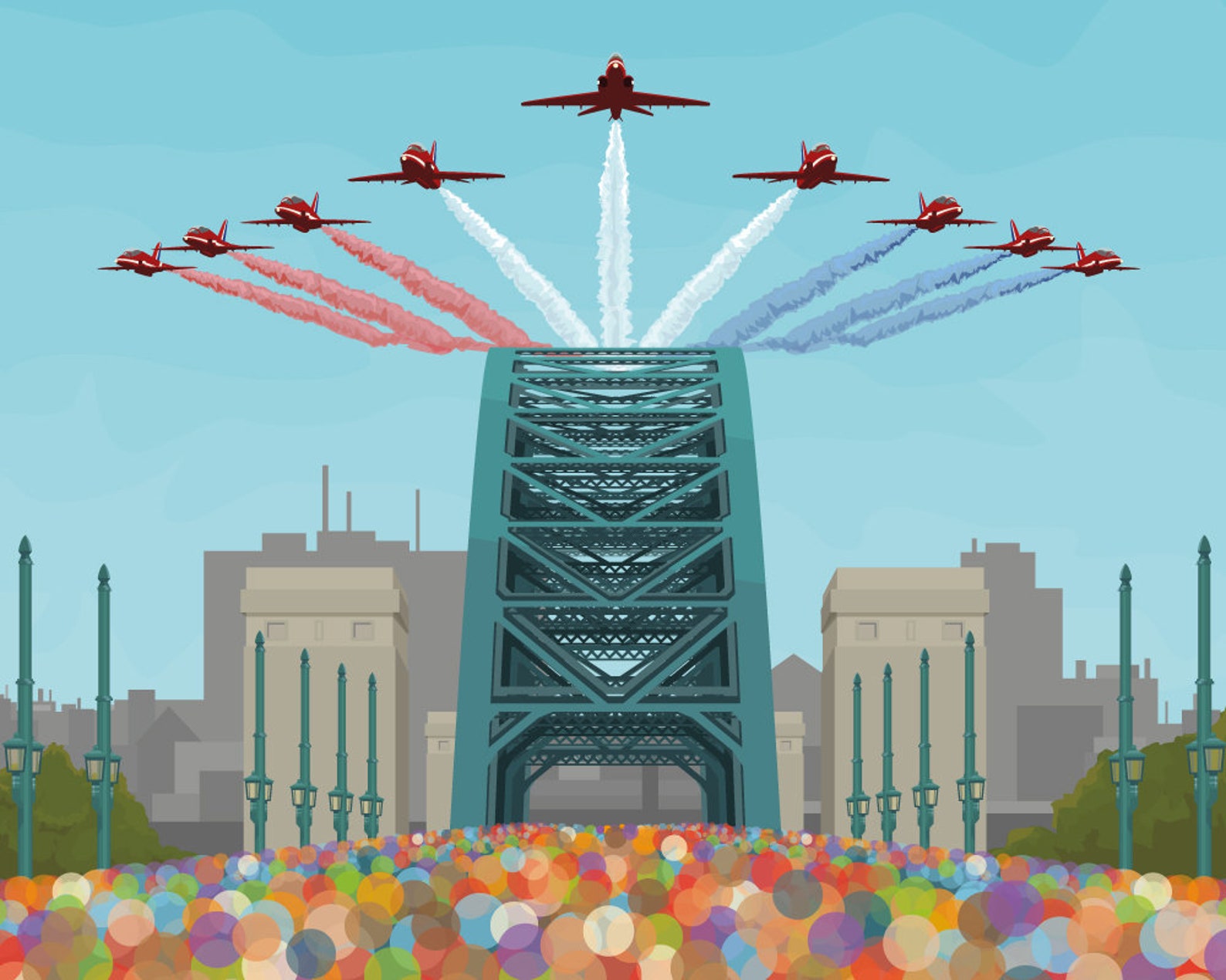 Great North Run, Red Arrows, England, UK - Signed Travel Poster Print ...