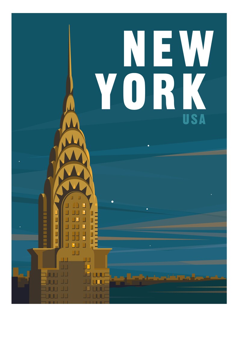 New York, USA - Signed Travel Poster Print - Etsy