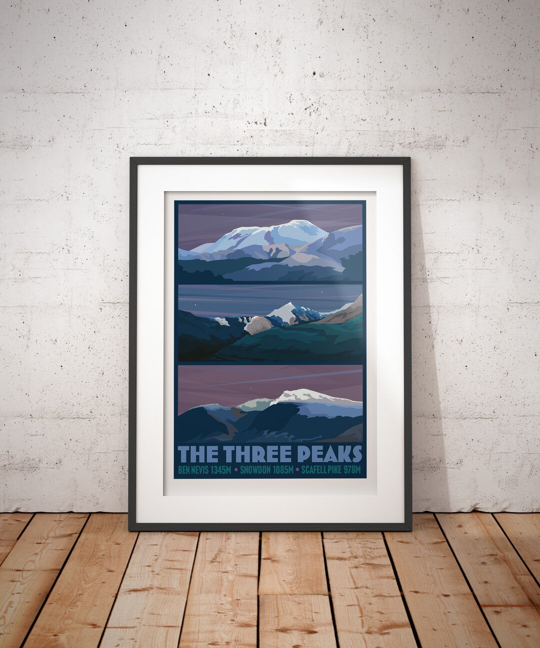 The Three Peaks, UK - Signed Travel Poster Print - Etsy