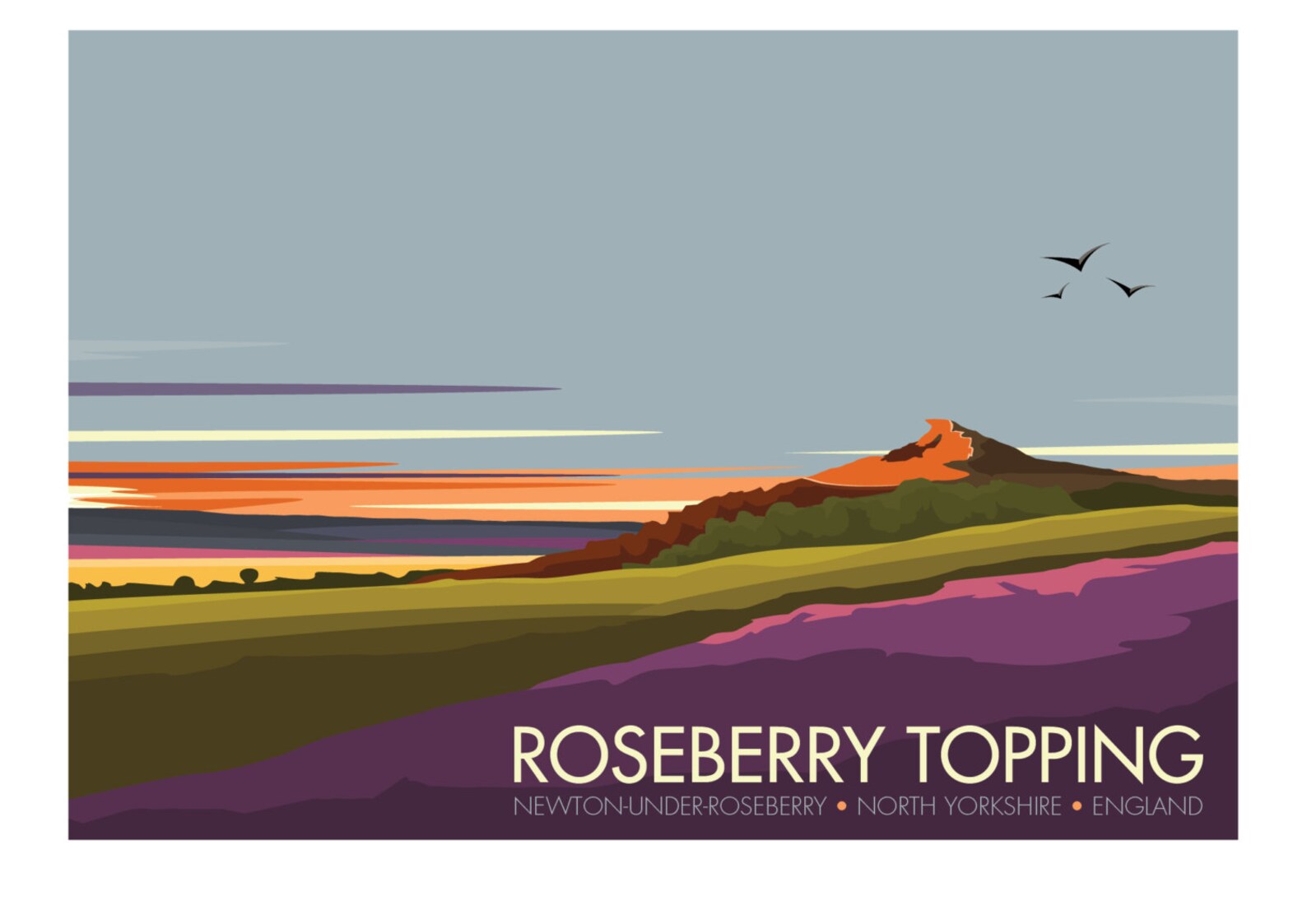 Roseberry Topping, North Yorkshire, England, UK - Signed Travel Poster ...