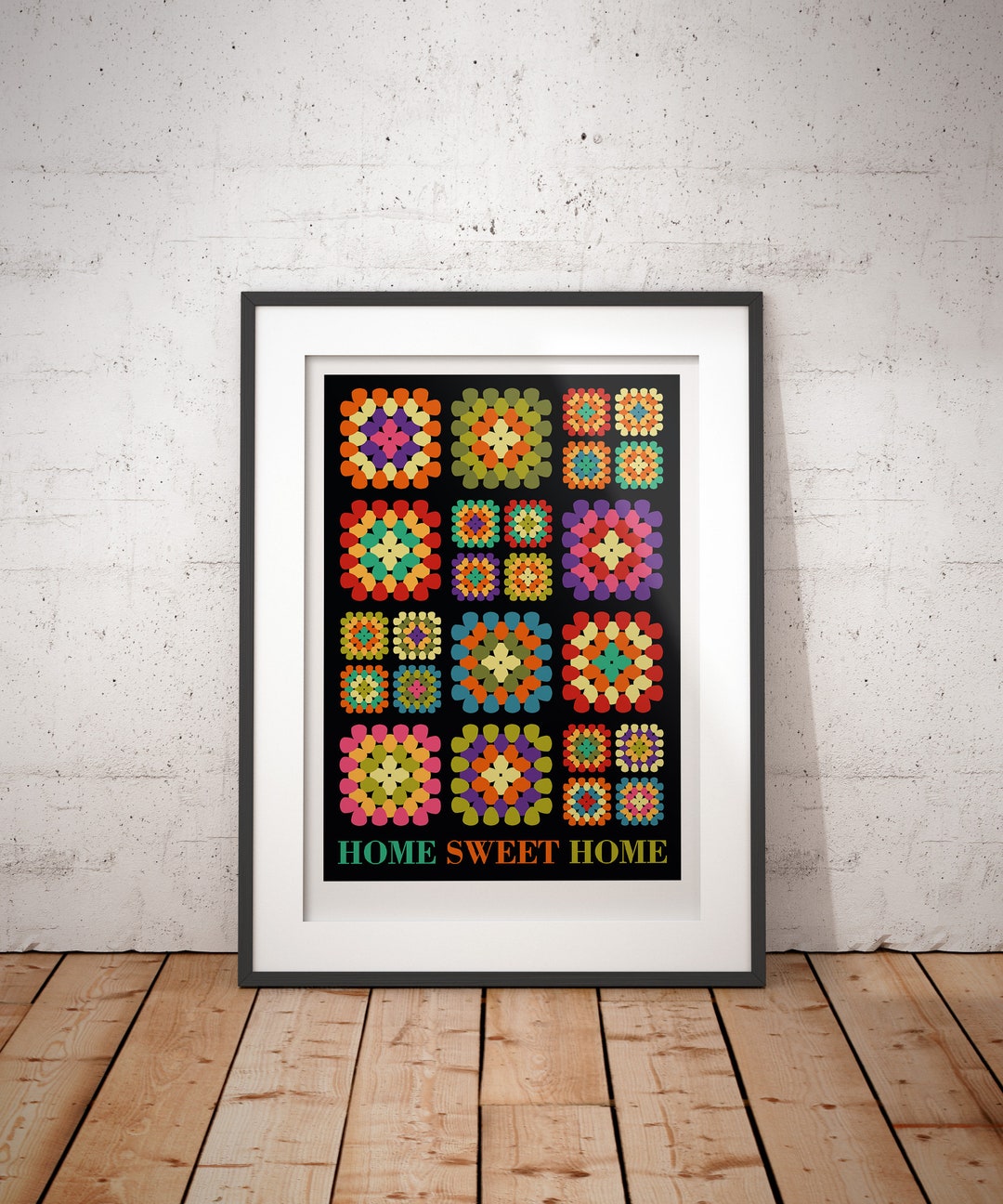 Home Sweet Home Crochet Granny Squares - Signed Poster Print - Etsy