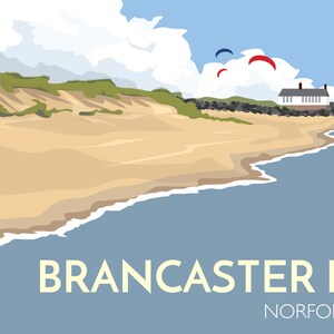 Brancaster Beach, Norfolk, England, UK - Signed Travel Poster Print ...