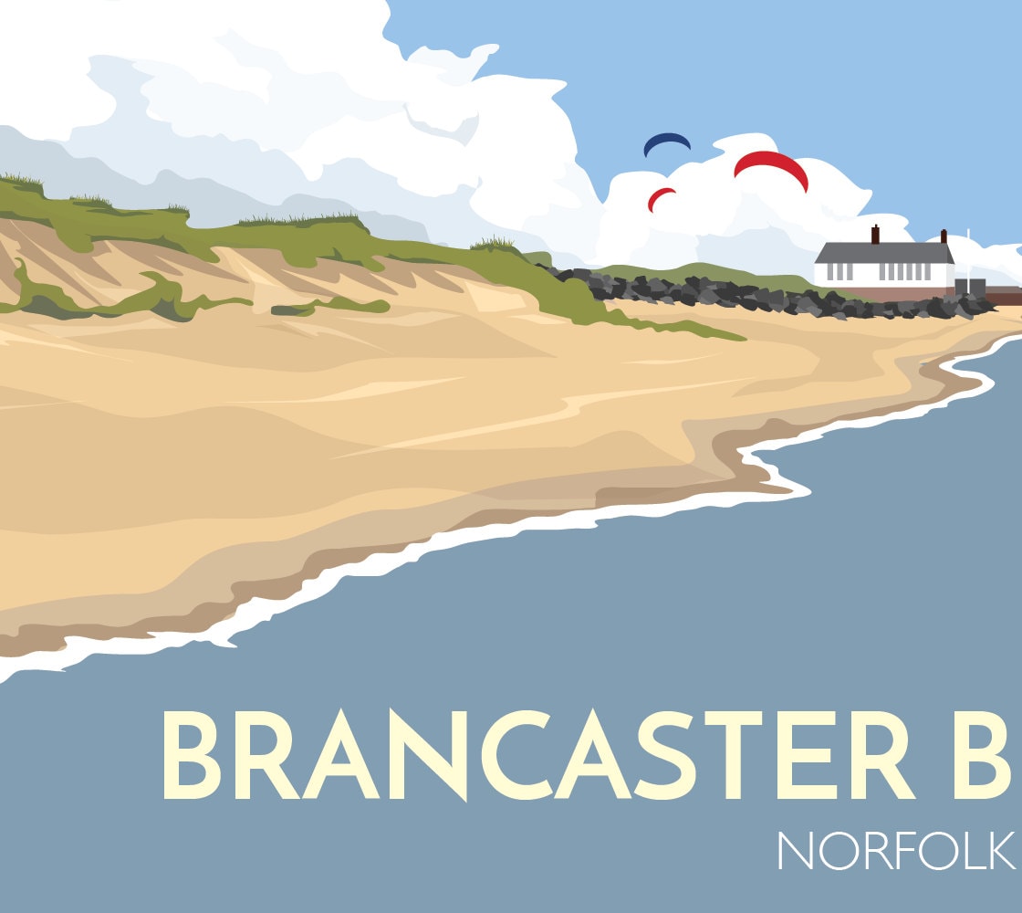 Brancaster Beach, Norfolk, England, UK - Signed Travel Poster Print ...