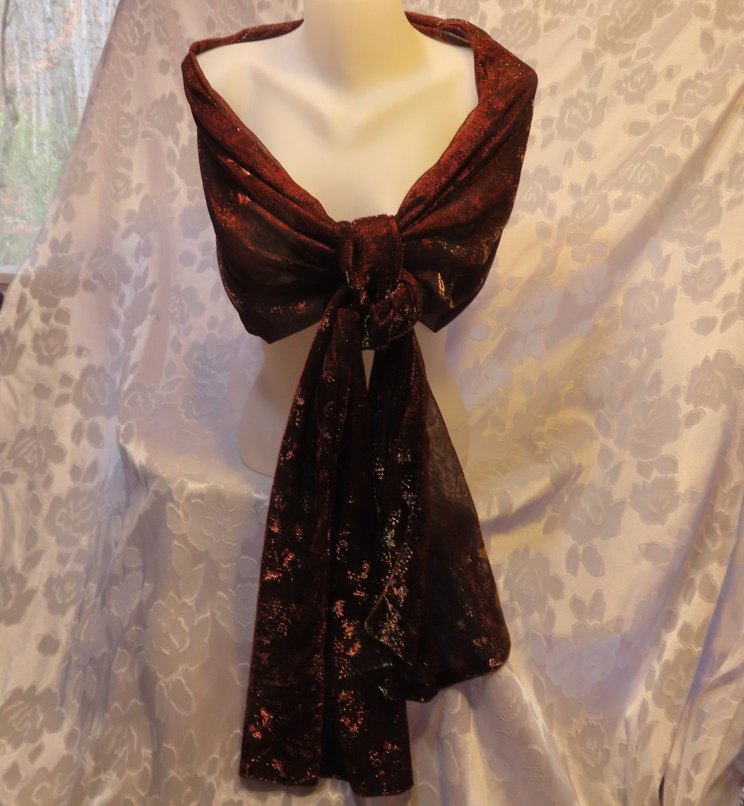 Sparkly Gold Scarf, Wine Lover Gift, Silky Copper Grapes Scarf, Sheer ...