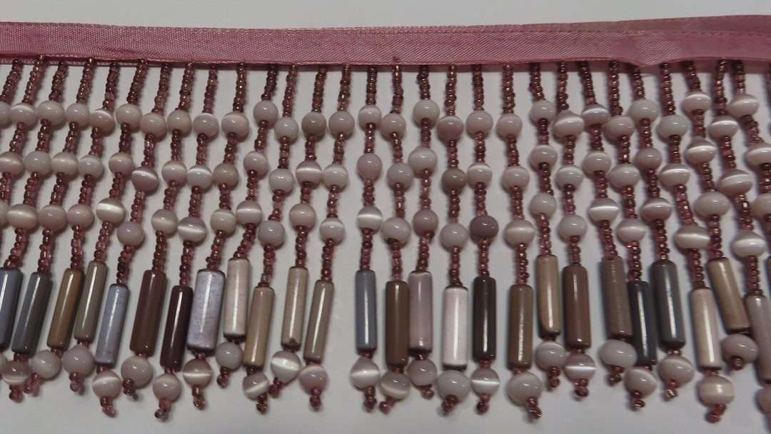 Mauve Bead Fringe, Less Than 10 Bucks a Yd When You Buy 4, Pink Glass ...