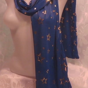 Sparkly Blue Star Scarf, July Fourth Scarf, Gold Stars Scarf, Star ...
