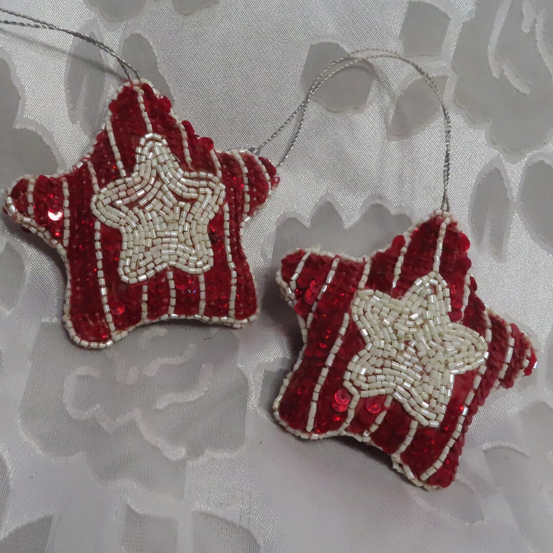 Red Star Bead Tassel, White Star, Vintage Tassels, Elegant Decor - Etsy