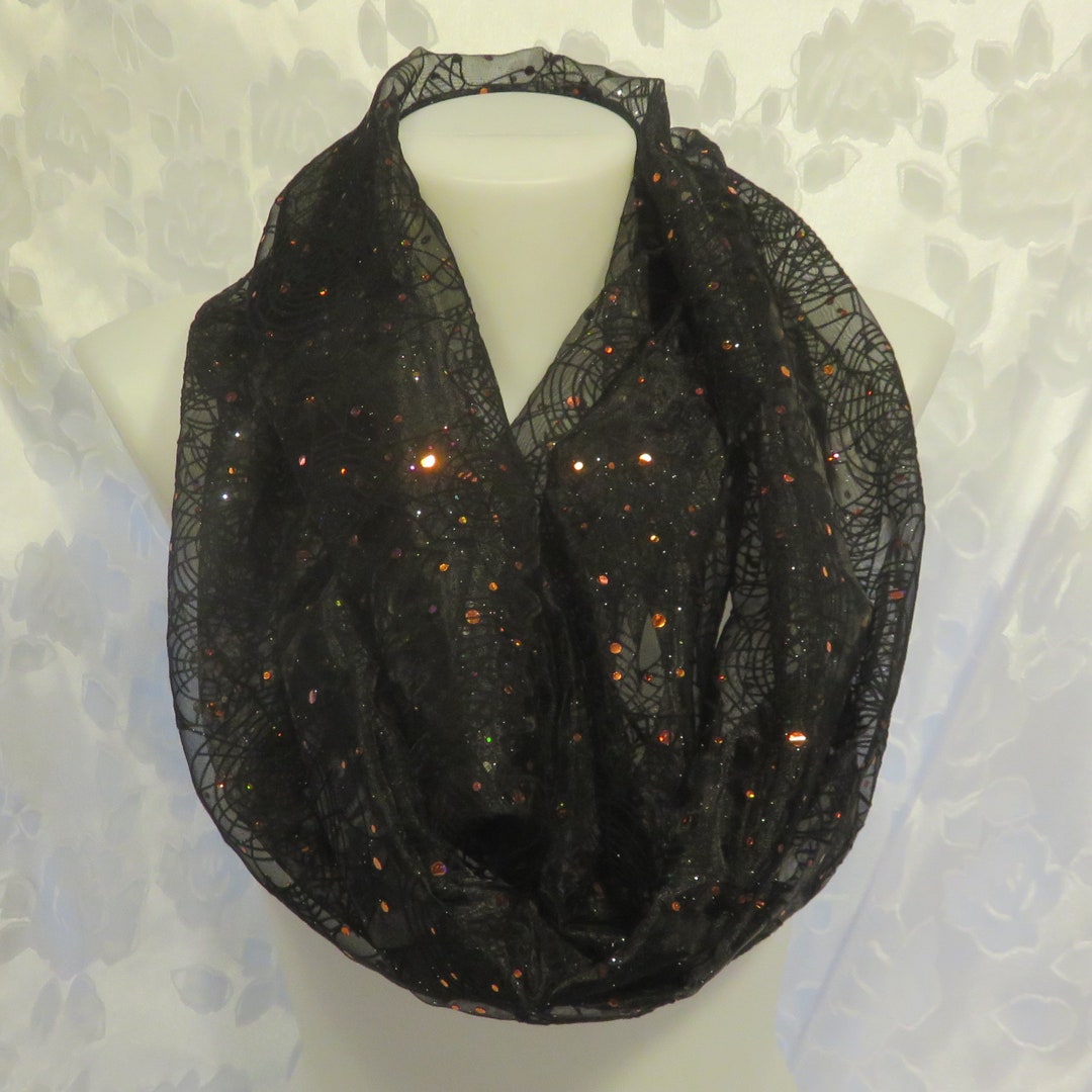 Sparkly Spider Web Halloween Scarf Bedazzled Halloween Scarf - Etsy