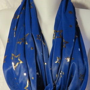 Sparkly Blue Star Scarf, July Fourth Scarf, Gold Stars Scarf, Star ...