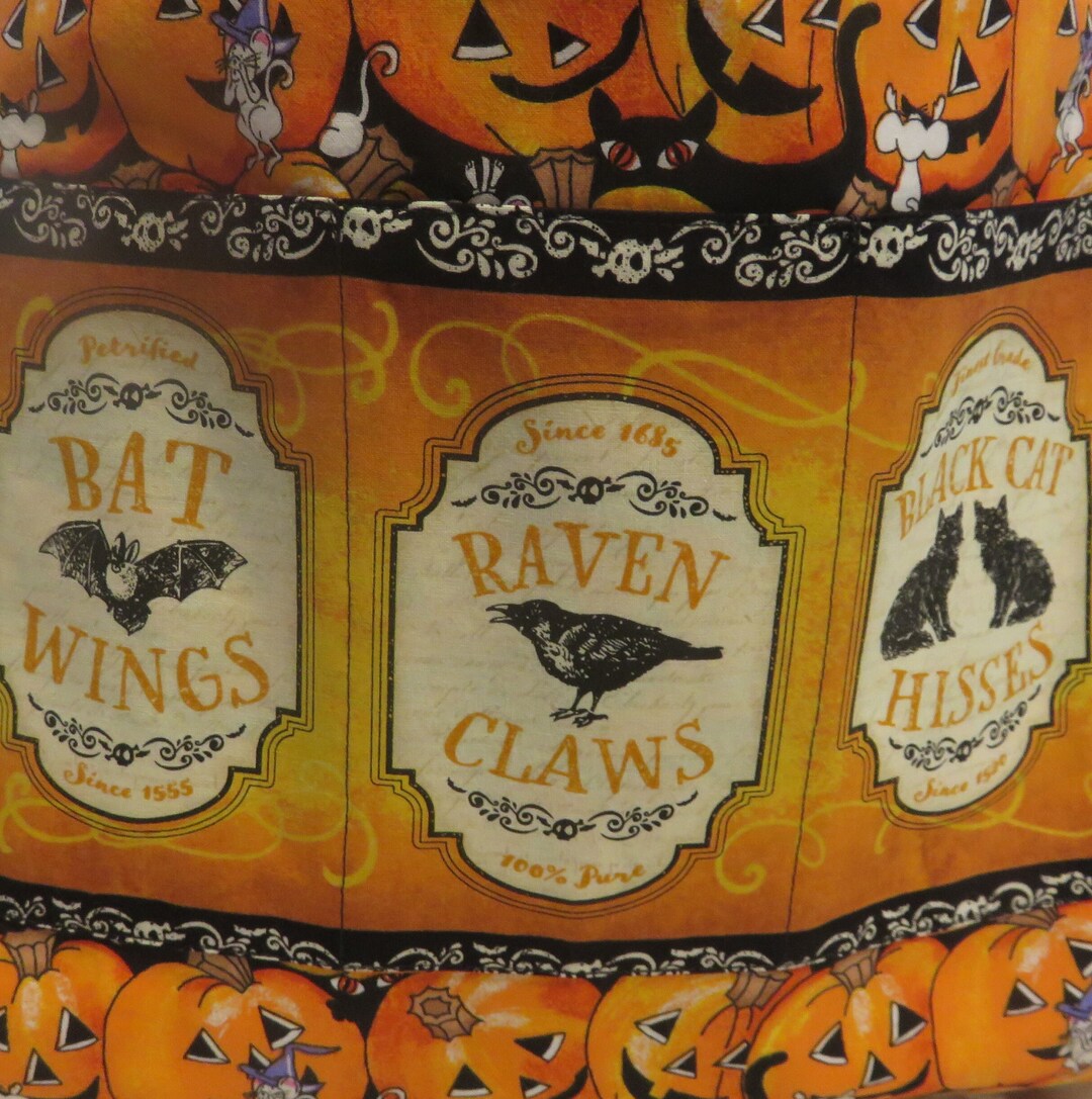 Spooky Halloween Tote Bats Spiders & Pumpkins Handmade - Etsy