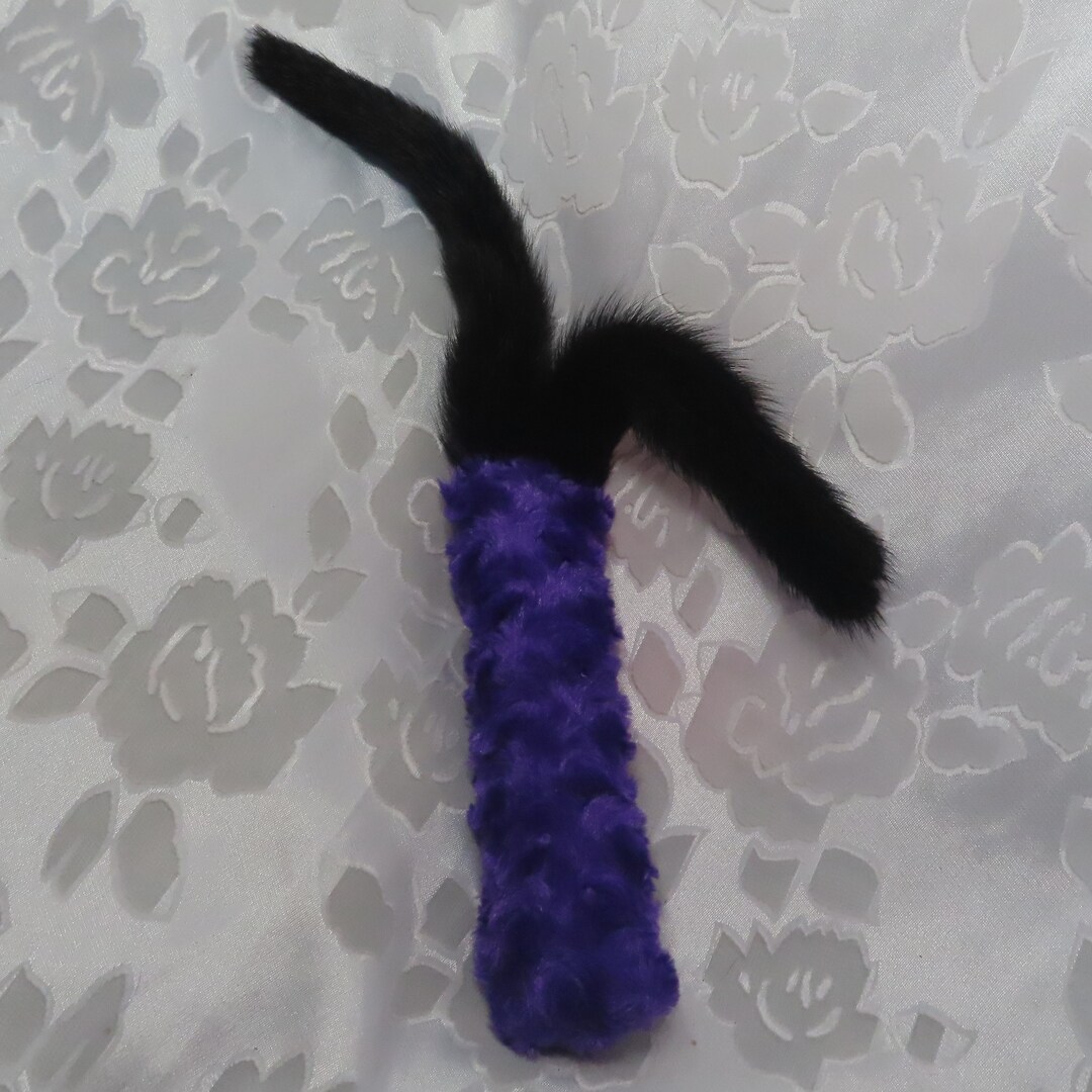 Genuine Mink Tail Catnip Kicker, Red Mink, Cat Lover Gift, Purple Minky ...