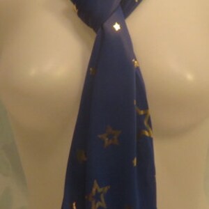 Sparkly Blue Star Scarf, July Fourth Scarf, Gold Stars Scarf, Star ...