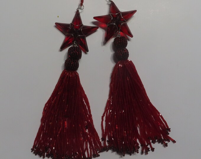 Ruby Red Bead Tassel, 3 Vintage Tassels, Star Tassel, Drapery Tie-back, Doorknob Bling - Etsy