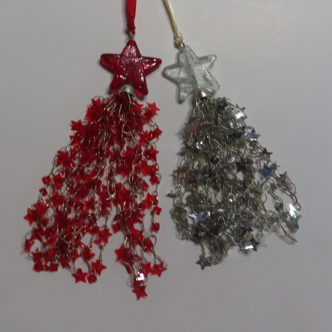 Red Star Bead Tassel, Silver Star, Vintage Tassels, Elegant Decor - Etsy