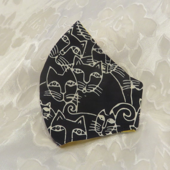 Laurel Burch Batik mask Black Cat face mask Cat design face | Etsy