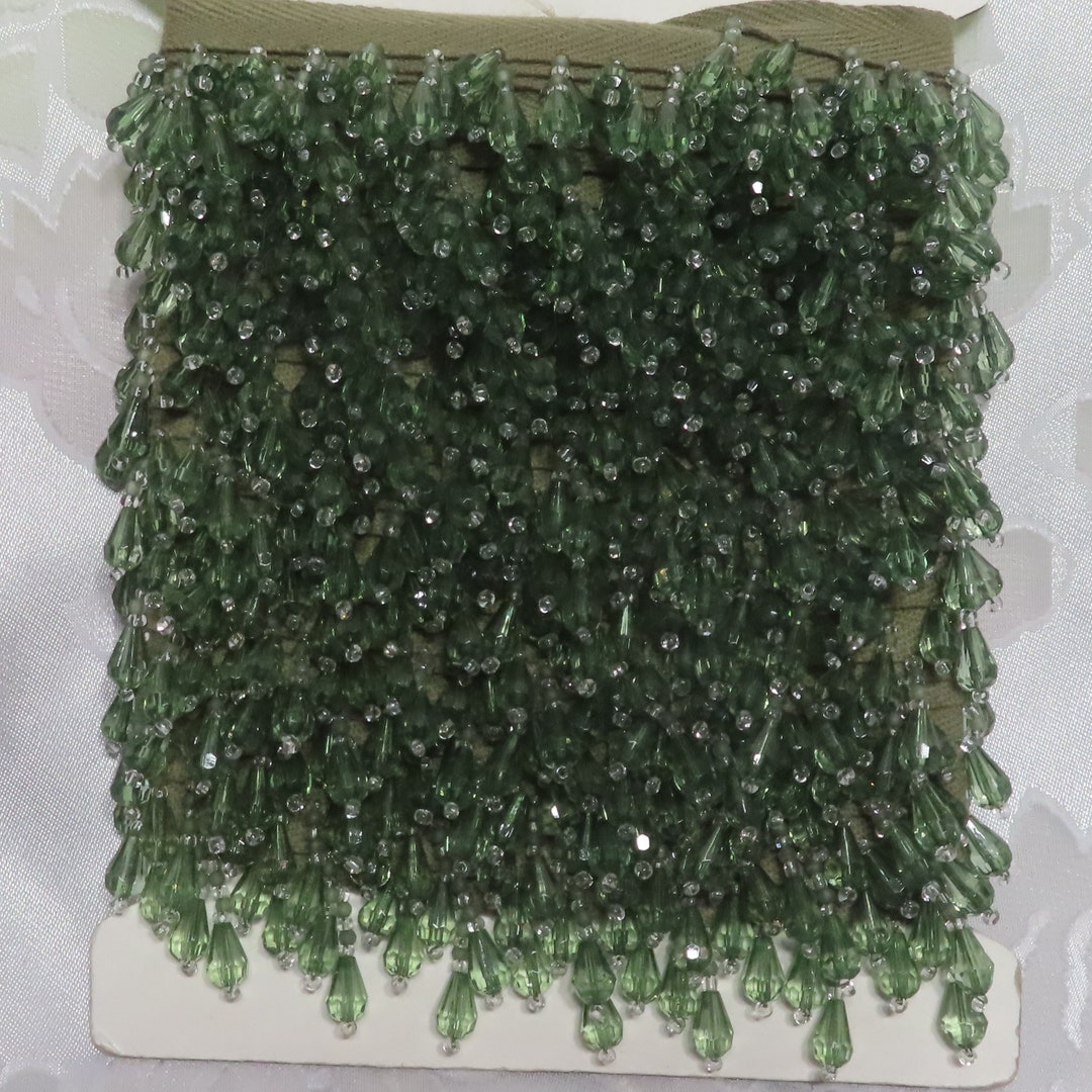 Green Bead Fringe, Crystal Bead Trim, Under 9 Bucks a Yd When You Buy 5 ...