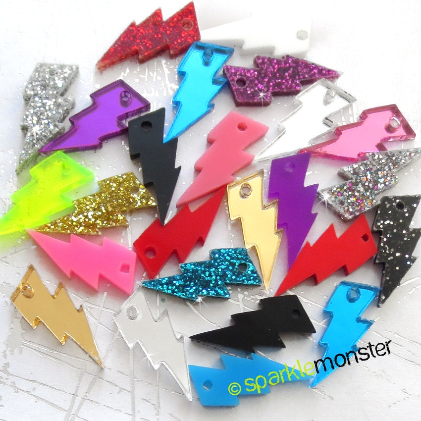Mini Lightning Bolt Charms or Cabochons 25 Pcs Laser Cut - Etsy