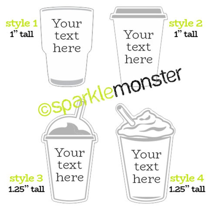 Custom Cup Tags 4 Styles CHOOSE 1 COLOR Bulk Clear - Etsy