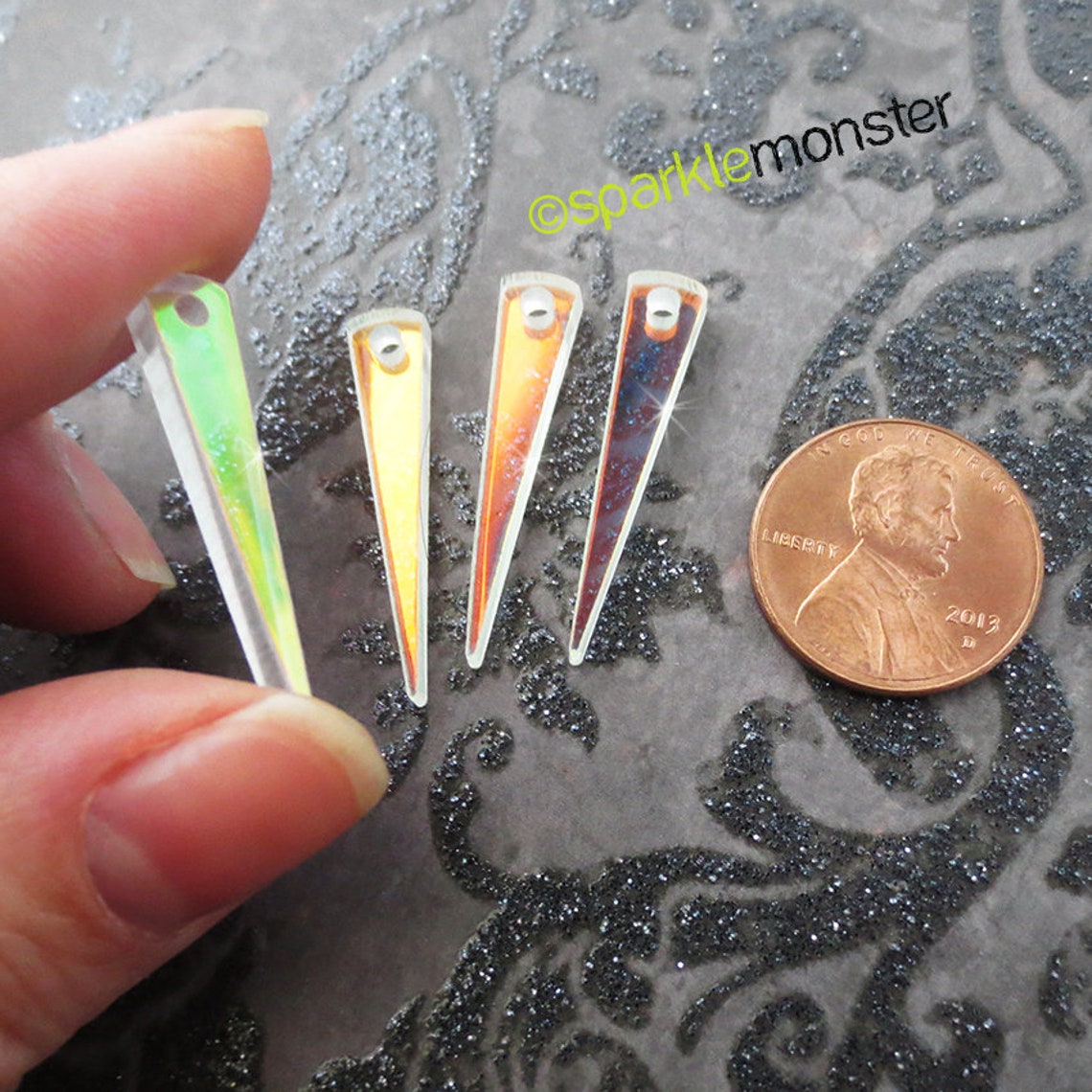 Small Iridescent Spikes 4 Pcs Laser Cut Acrylic Charms - Etsy