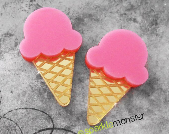 Ice Cream Cones 2 Pcs Cabs for Deco Pink Gold Mirror - Etsy