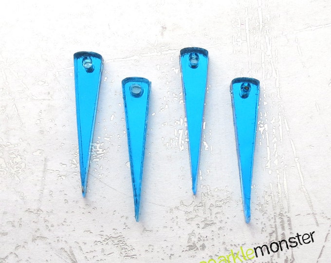 Small Blue Mirror Spikes 4 Pcs, Laser Cut Acrylic, Charms, Bling ...
