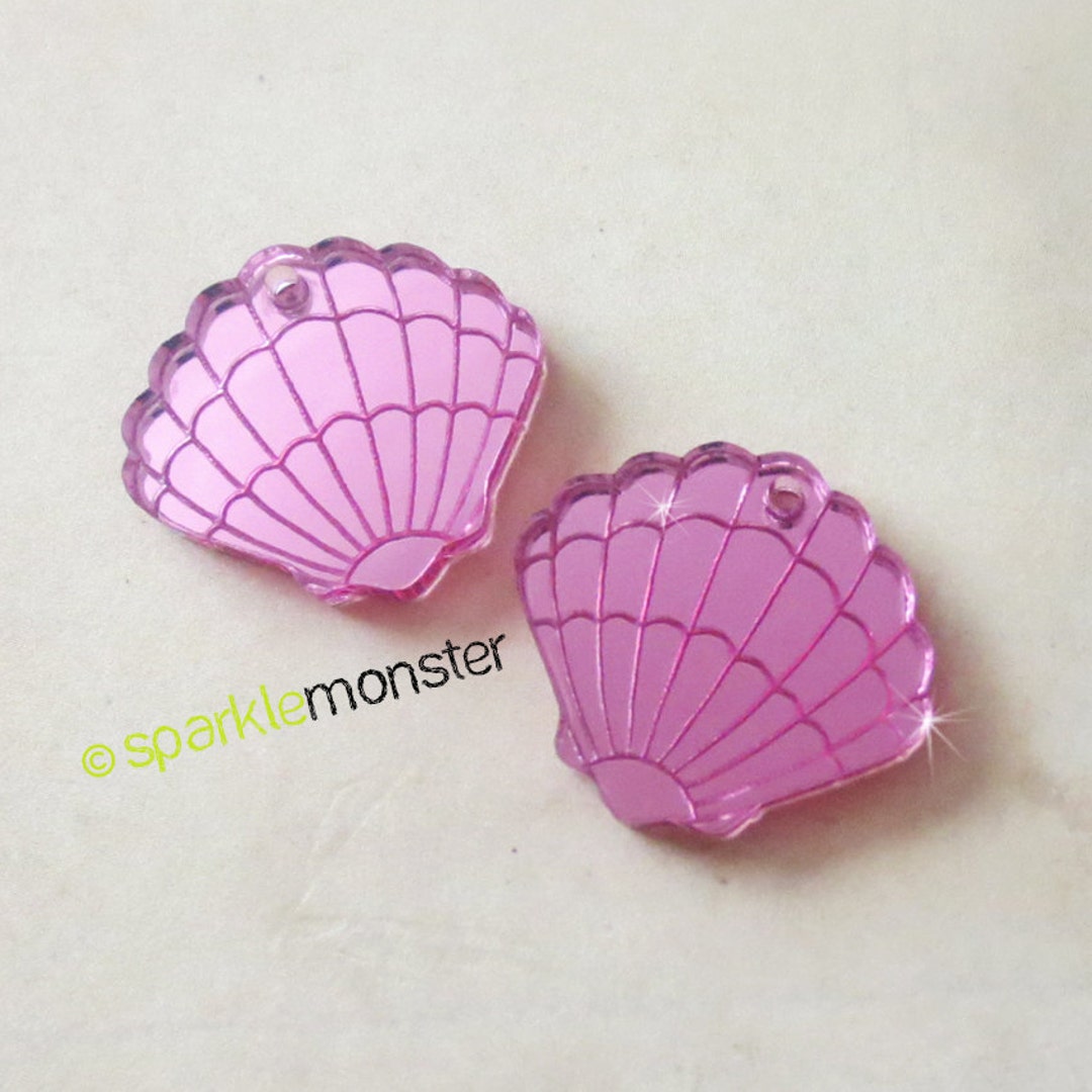 Small Shell Charms 2 Pcs Pink Mirror Laser Cut Acrylic - Etsy