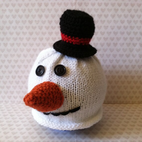 Knit Snowman Hat With Top Hat 3-6 Month Size | Etsy