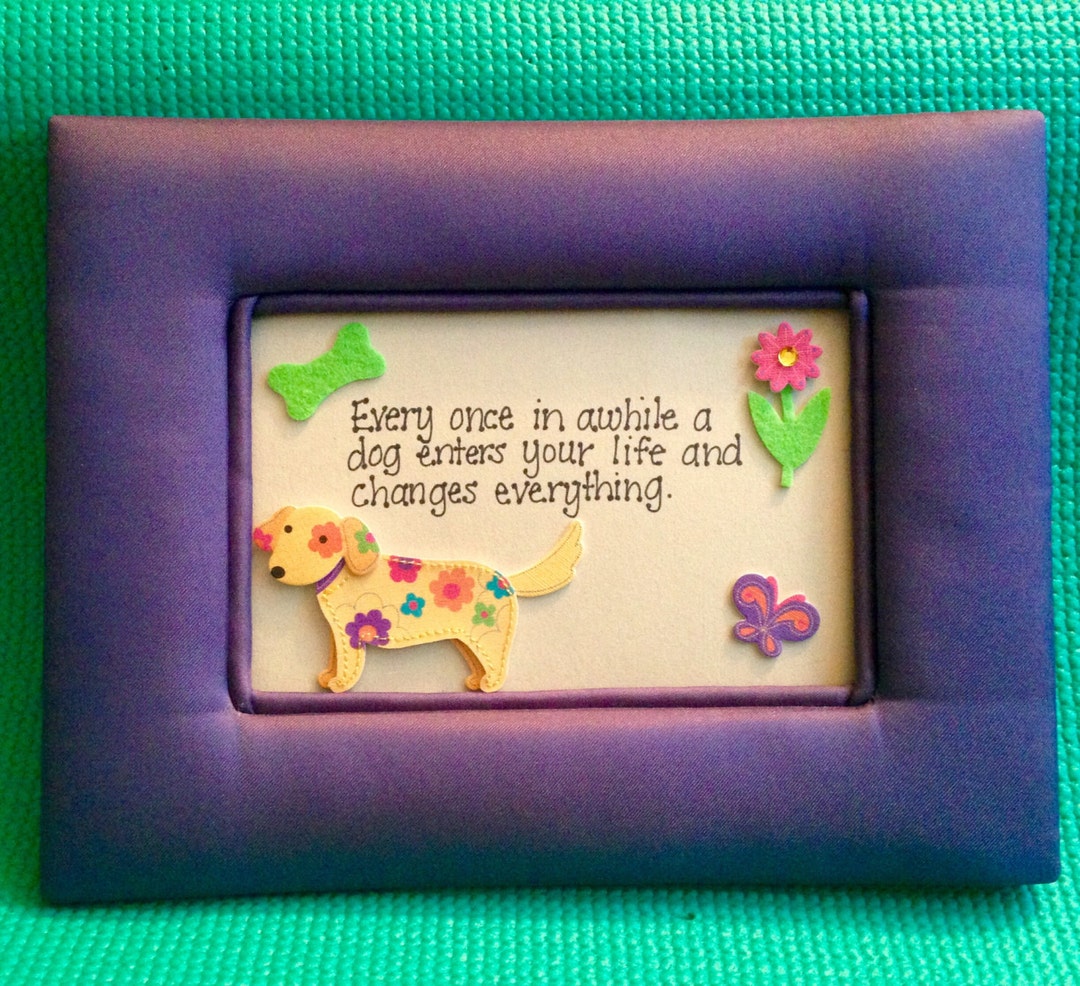 Silk Padded Frame With Quote, Dog Quote, Padded Frame, Purple Padded ...
