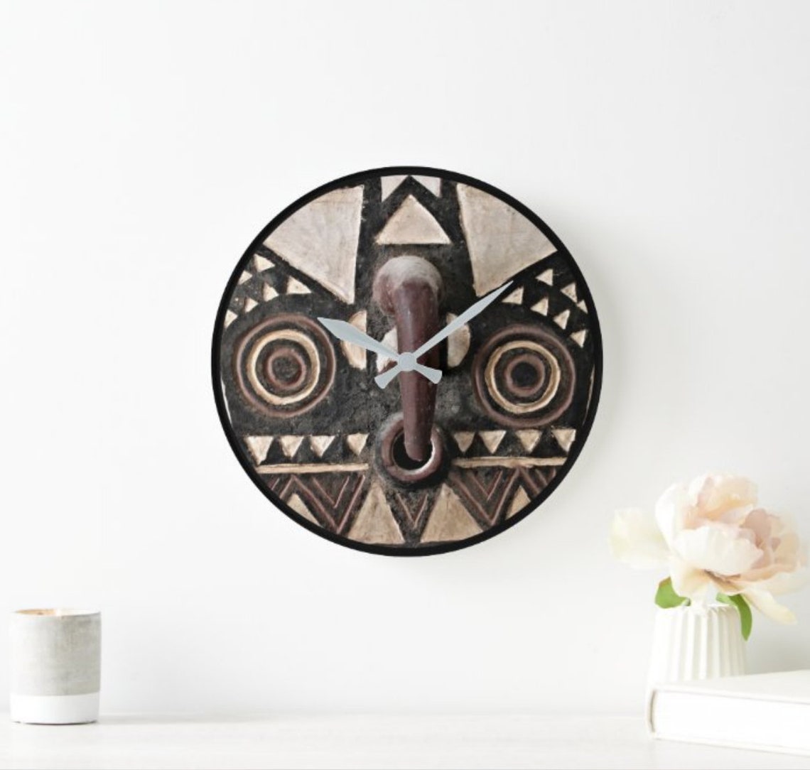 Round Wall Clock African Art Featuring Portrait of Bobo - Etsy
