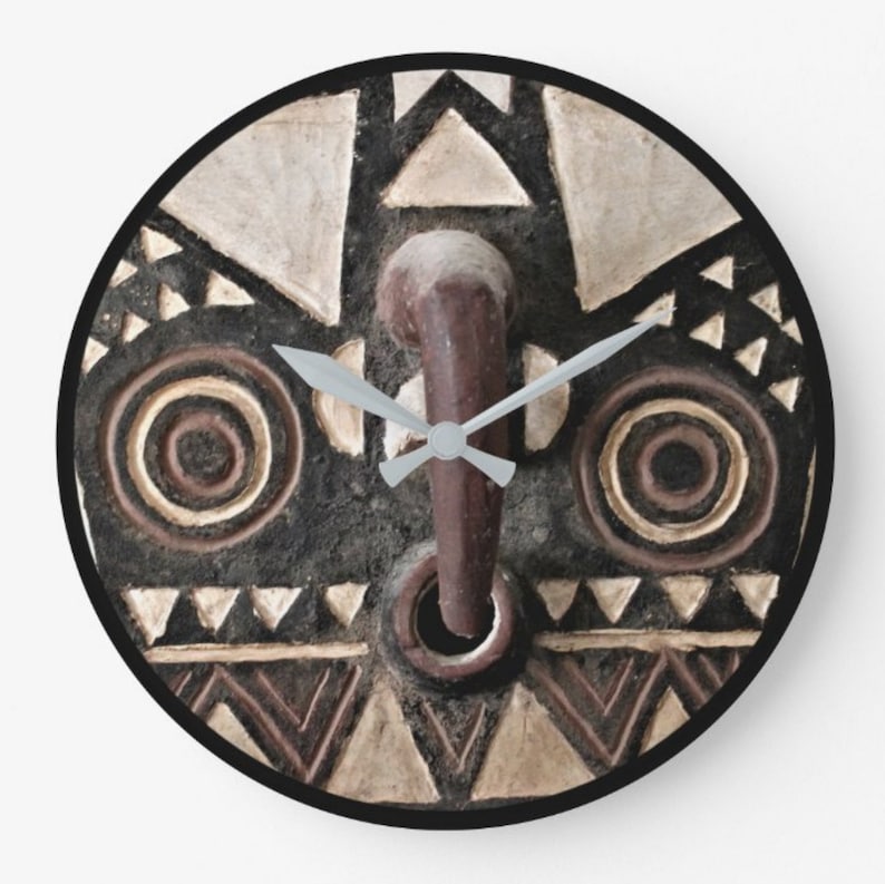 Round Wall Clock African Art Featuring Portrait of Bobo - Etsy