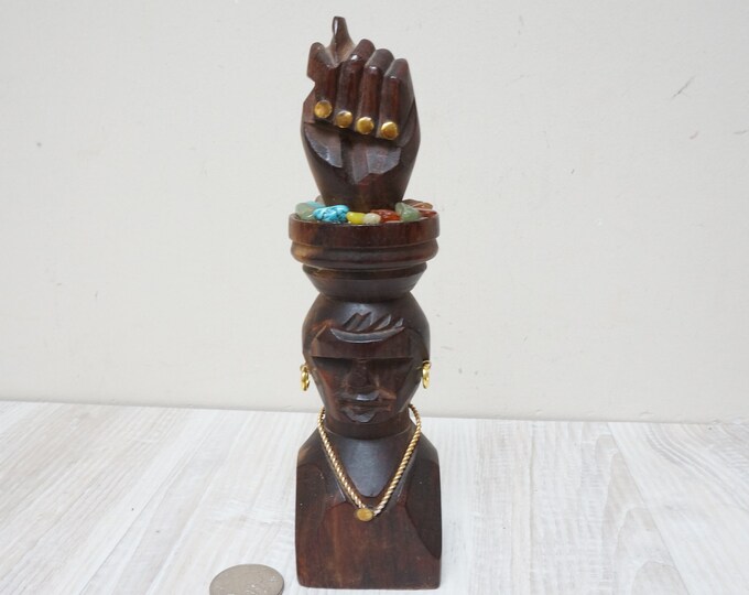7" Sign of the Fig Wooden Sculpture, Mano Fico Handcrafted Primitive ...