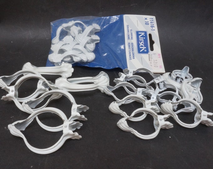 Choose White Café Curtain Claw Clips, Vintage Metal Drapery Holders ...