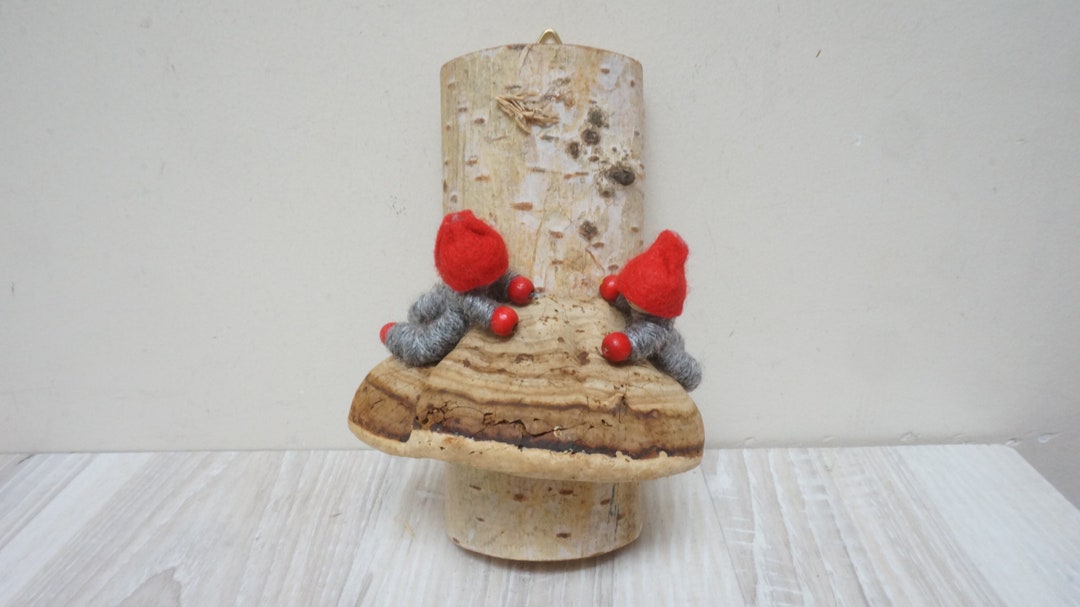 4.75" Trolls on Real Birch Tinder Sponge Wall Hanging, Handmade Wooden ...