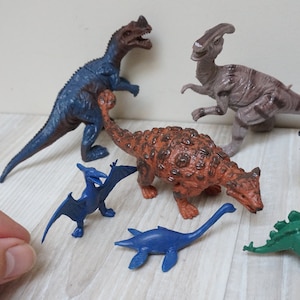 15 Dinosaur Figurine Set of Kid Toy, Plastic Vintage Retro Animal, Home ...