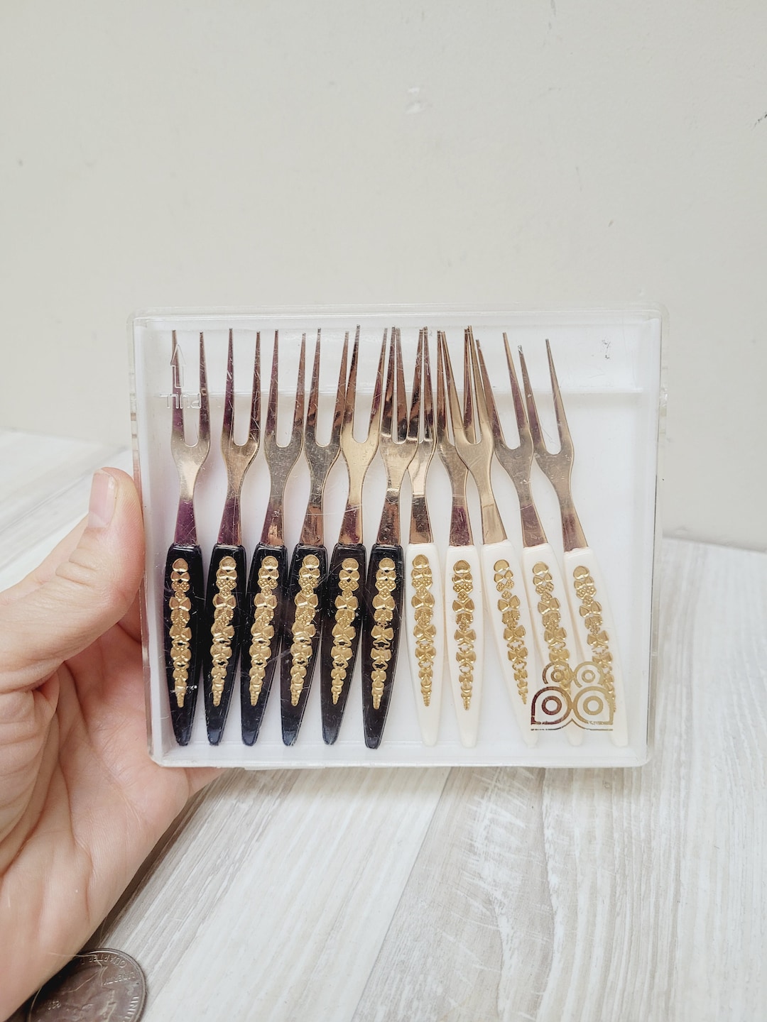 Hors D'oeuvre Snack Fork Set of 11 Bronze Plated, Stainless Steel ...