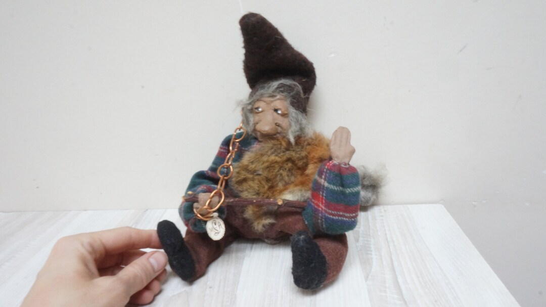 Ceramic Troll or Witch Art Doll Figurine, Handmade Clay and Cloth ...