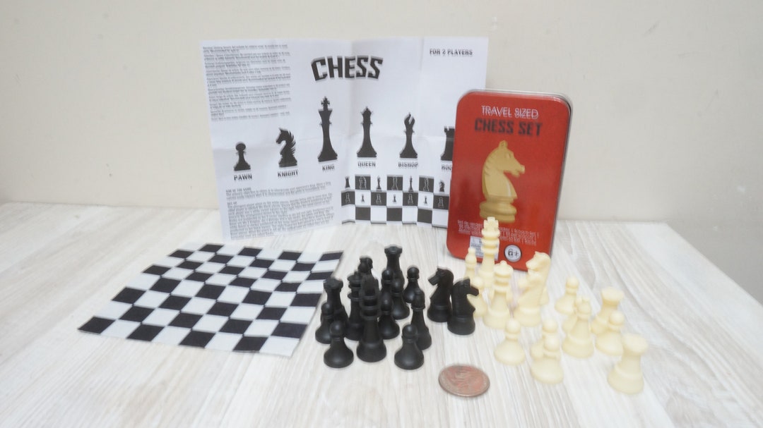 Travel Sized Chess Set, Plastic Vintage in Tin Box Retro Checkers Old ...
