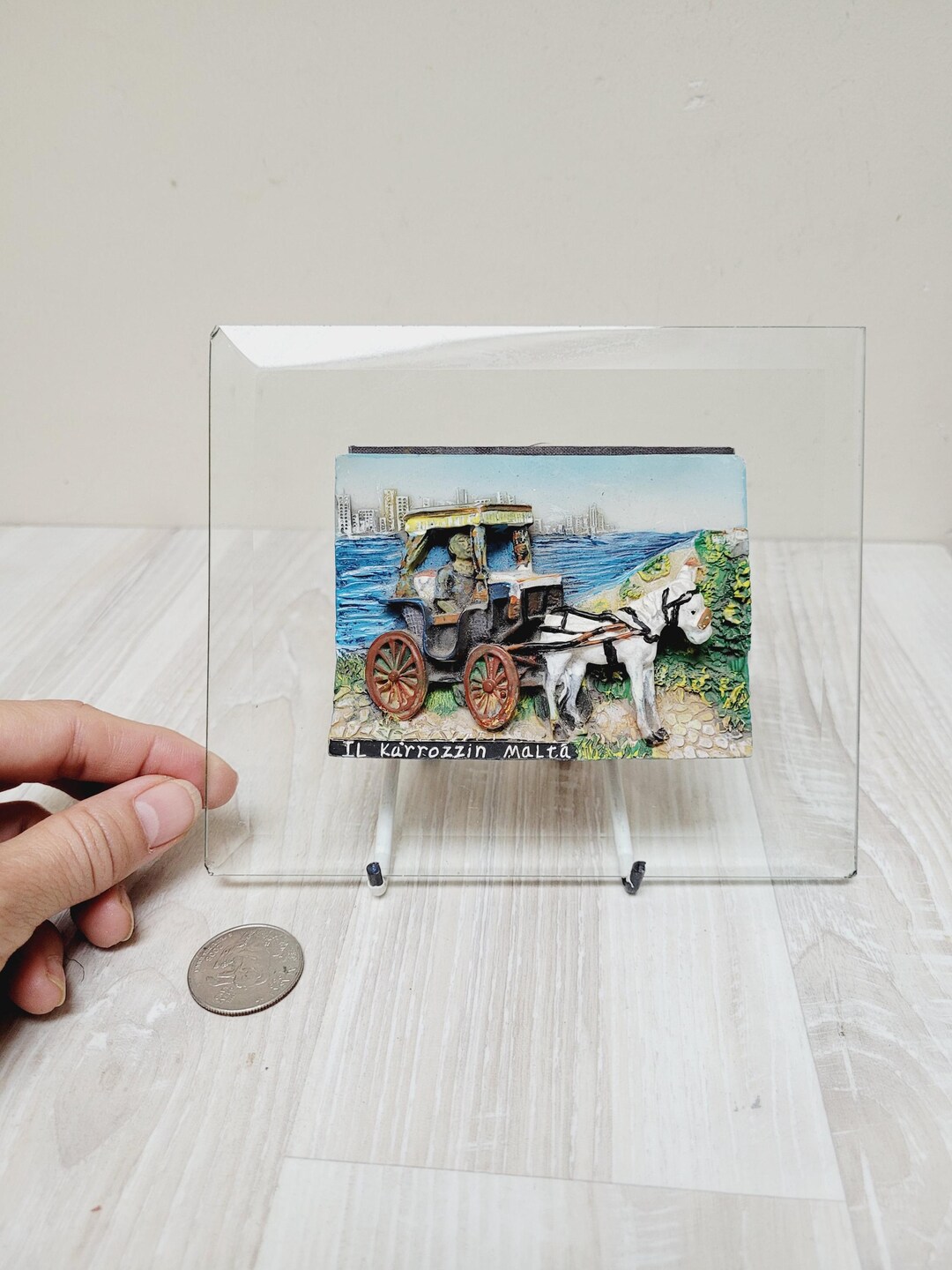 Il Karrozzin Malta Souvenir, Framed With Faceted Glass Horse Drawn ...