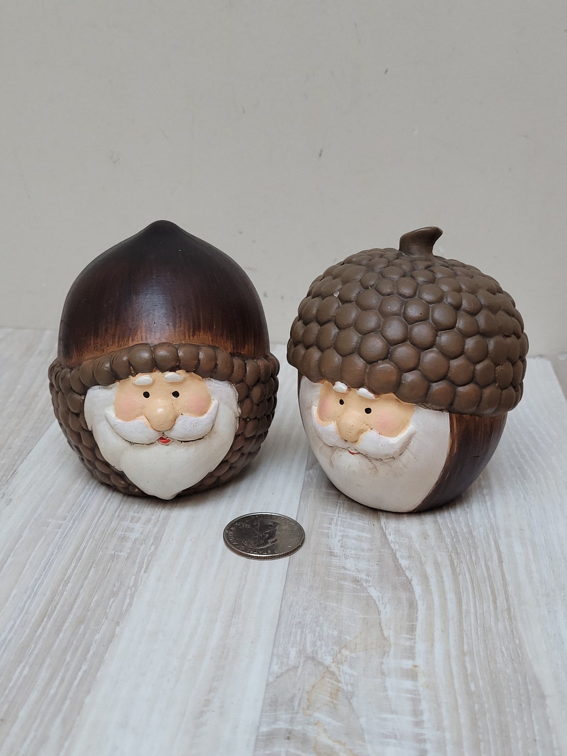 2 Ceramic Acorn Shaped Gnome Figurine, Old Tomte Nisse Figure Christmas ...